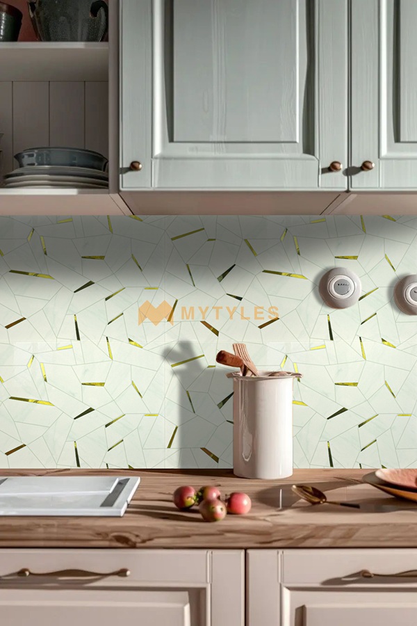 Ceramic White Highlighter High Glossy Kitchen Tile Design Concept