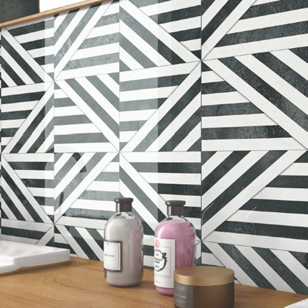 2x4 Feet Green and Black Geometric Pattern Vitrified Tile - High Glossy ...