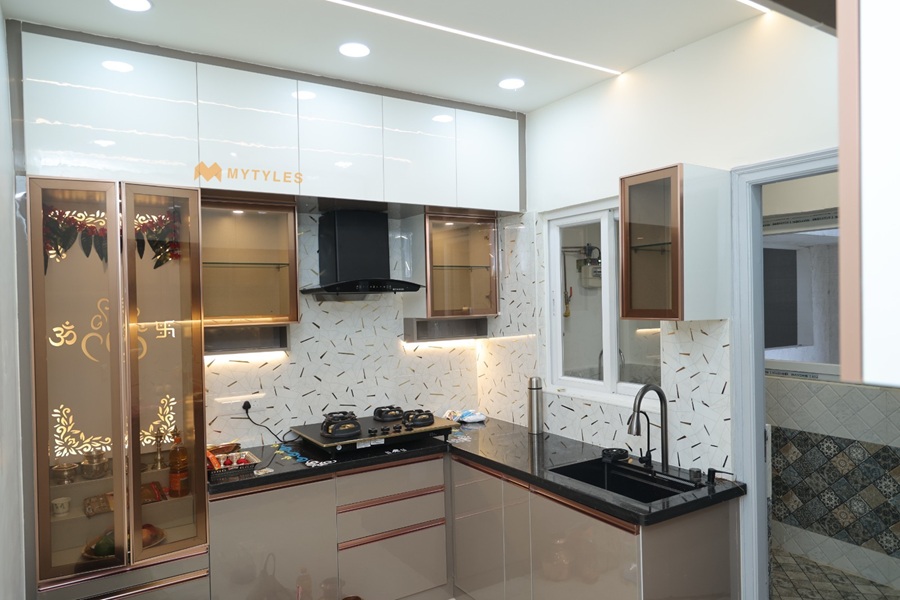 1x2 Ft White and Gold Metallic Highlighter Kitchen Backsplash Tile