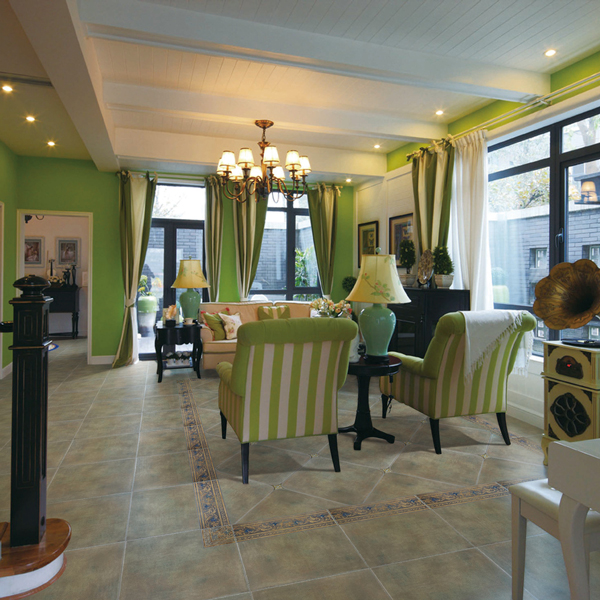 Rustic Green Tiles For Living Room Imported