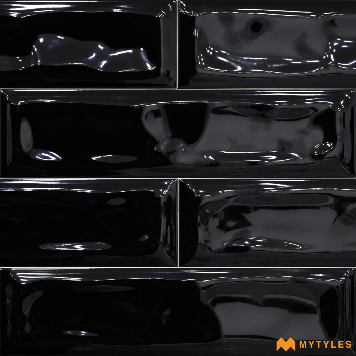 Buy Ceramic Black Subway Wall Tile 75x300mm Glossy | Code12077