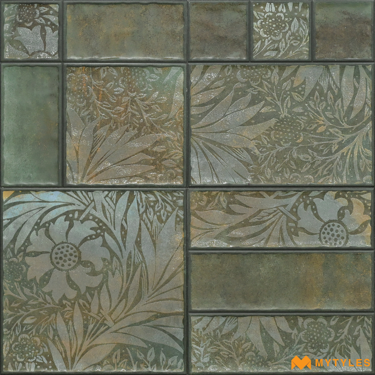 Buy 12x12 in Green and Gray Moroccan Tile code26729 Online