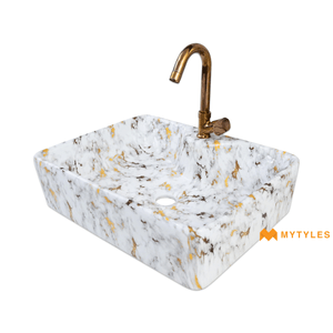 Buy 15 x 20 inch ceramic table top sink code23481 | white & gold