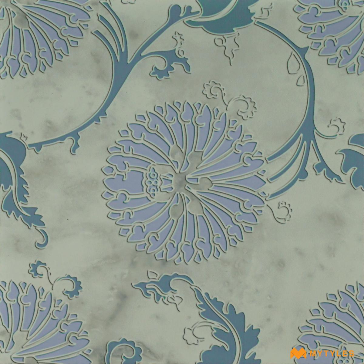 Buy 1x1 Feet Blue Tropical Floor & Wall Tile Code25256 Online