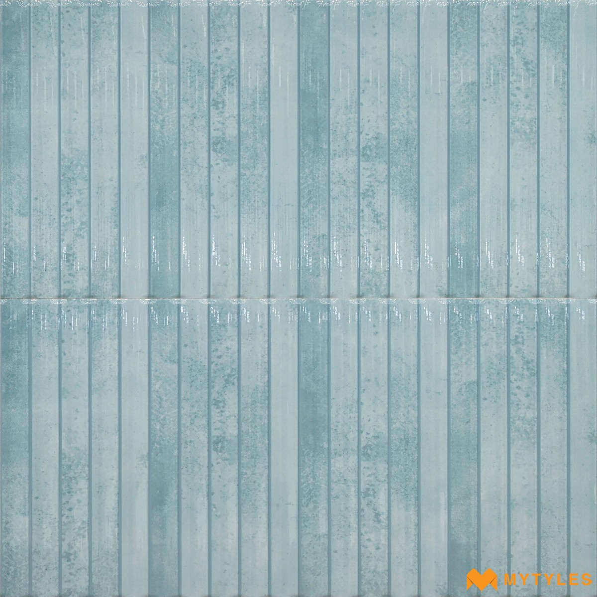 Buy Blue Fluted Ceramic Wall Tile 300x600mm Glossy Finish | Code33977