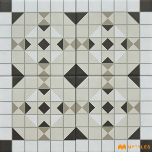 Buy 6x6 Inch Imported Cream With Black Moroccan Tile Code26627 Online