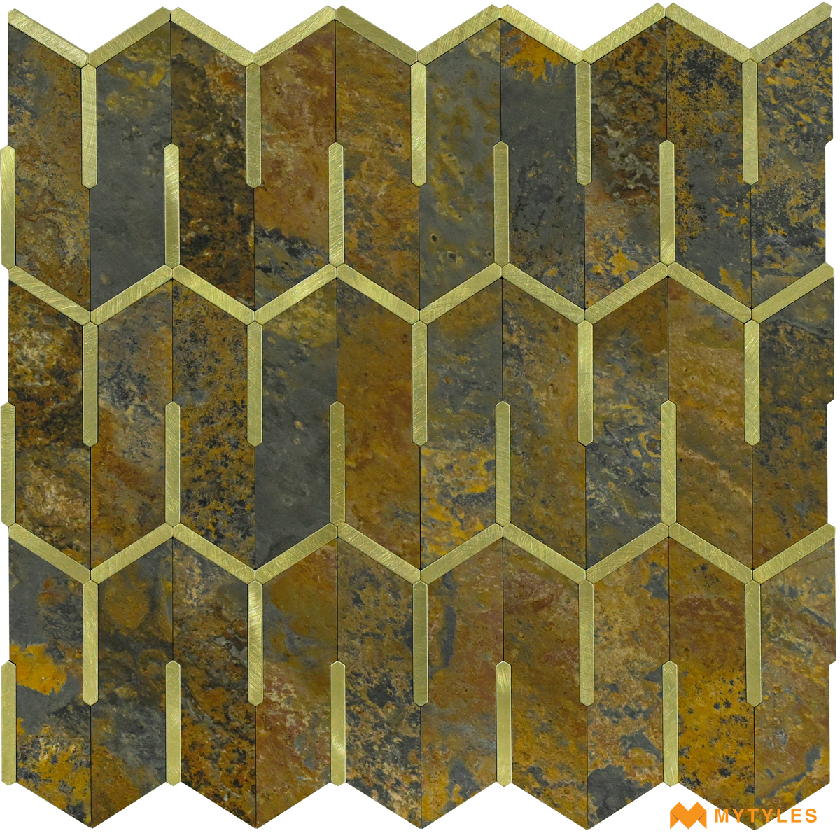 Buy Brown Metal Mosaic Wall Tile Metallic | Code25589